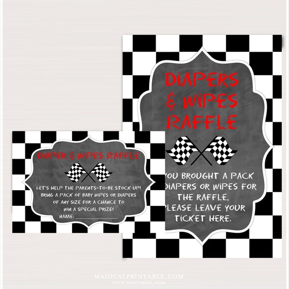 Chalk Racing Diaper and Wipes Raffle Ticket, Diaper and Wipes Raffle ...