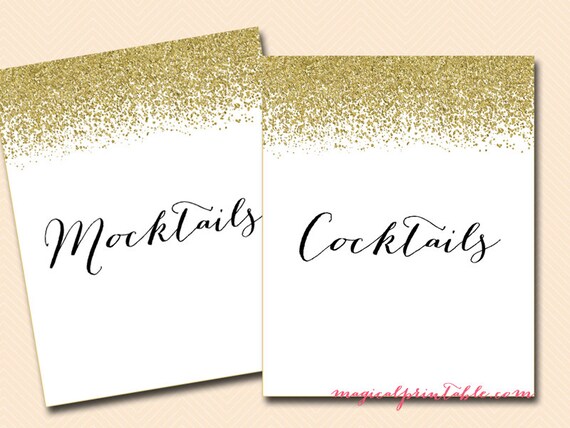Cocktails Sign Mocktails Sign Printable Signs Bar Sign - Etsy