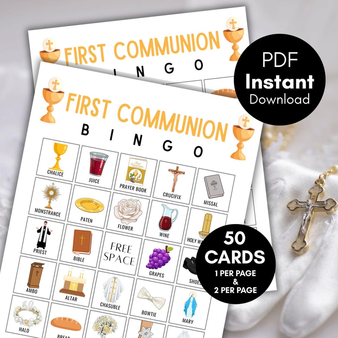 First Communion Bingo Cards, Bible Bingo, Bible Activity for Kids ...
