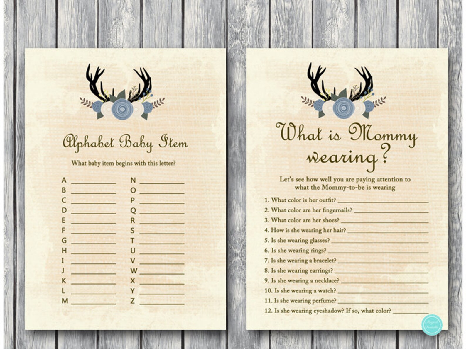 Boy Buck Deer Baby Shower Games Package Instant Download - Etsy