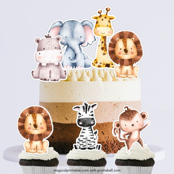 Printable Jungle Animals Centerpieces, Safari animals Cutouts, Jungle Cake Topper, Jungle Baby ...