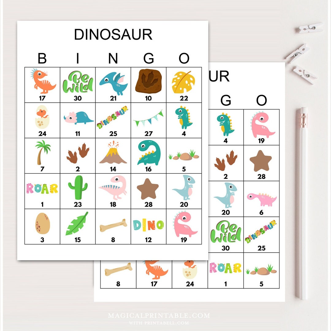 100x Dinosaur Bingo Cards, Dinosaur Bingo, Dinosaur Birthday Game ...