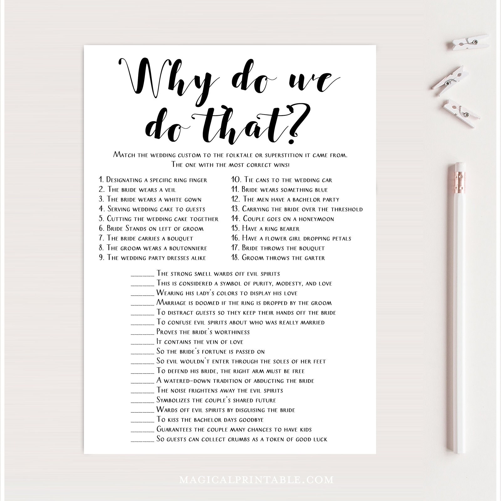 Why Do We Do That Wedding Traditions Quiz Game Kraft Bridal - Etsy ...