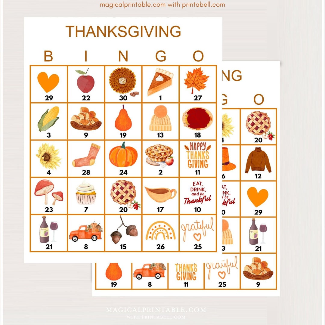 100 Printable Thanksgiving Bingo Cards, Family Thanksgiving Bingo ...