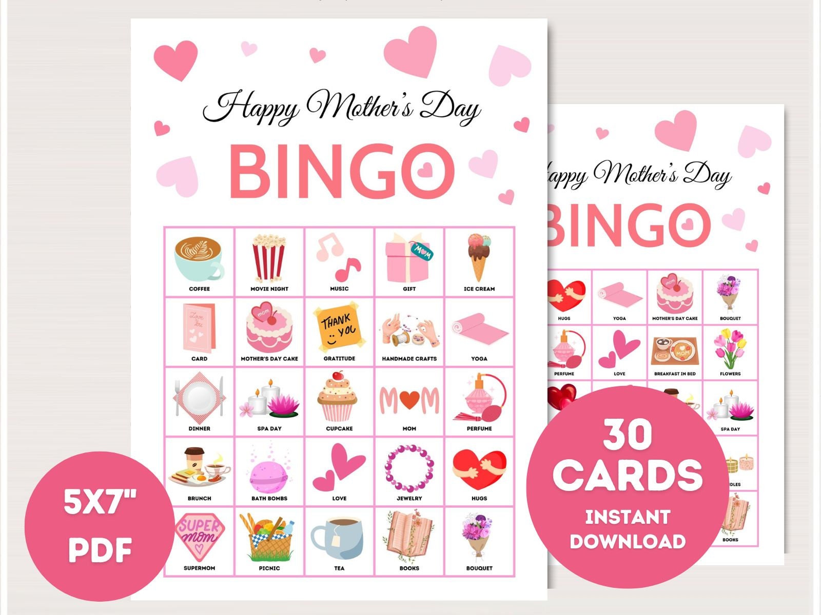 Mother's Day Bingo Cards, Printable Mother's Day Bingo, Happy Mother's ...