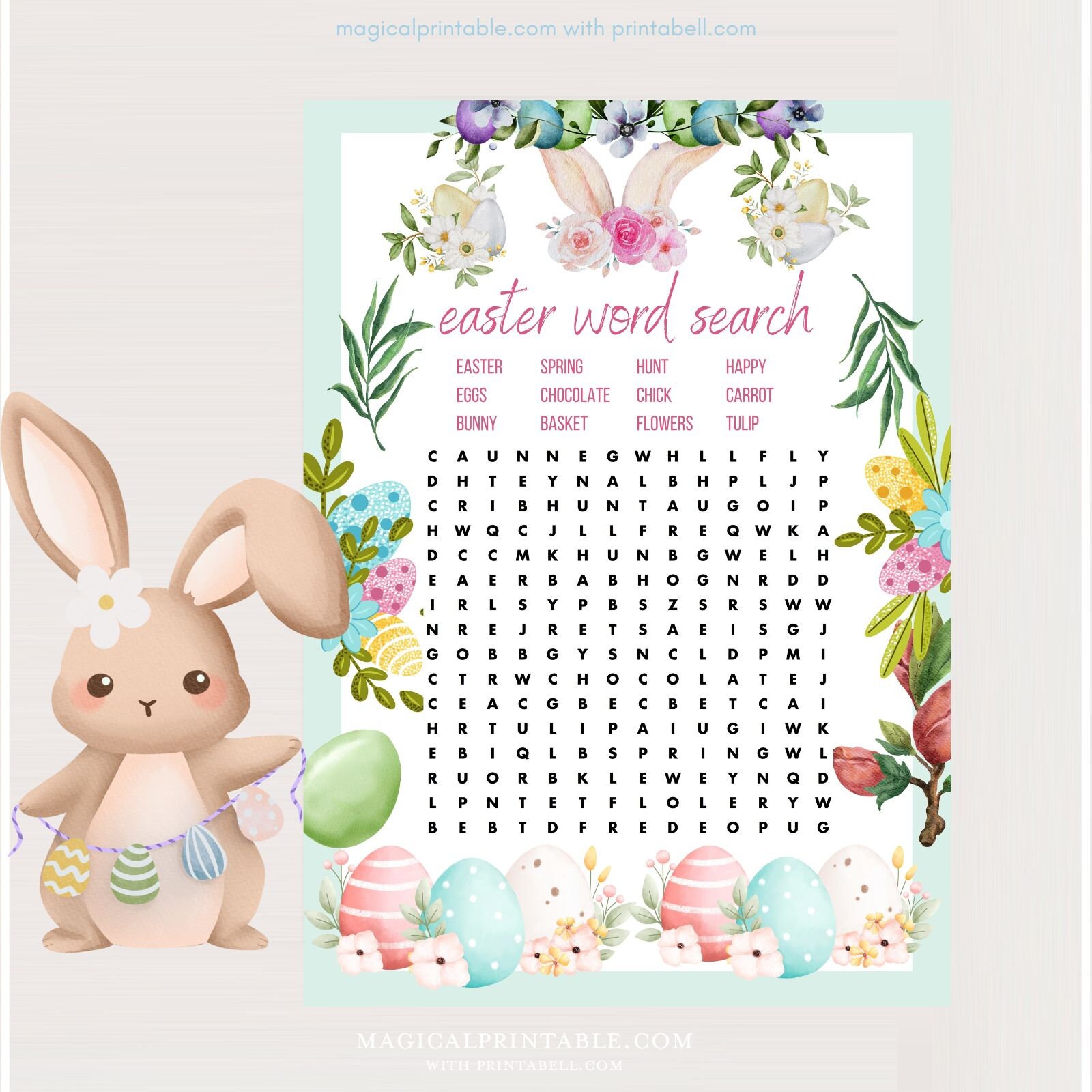 Printable Easter Word Search, Spring Word Search, Kid's Easter Word ...
