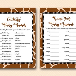 Giraffe Baby Shower Game Printable, Game Package, Instant Download ...