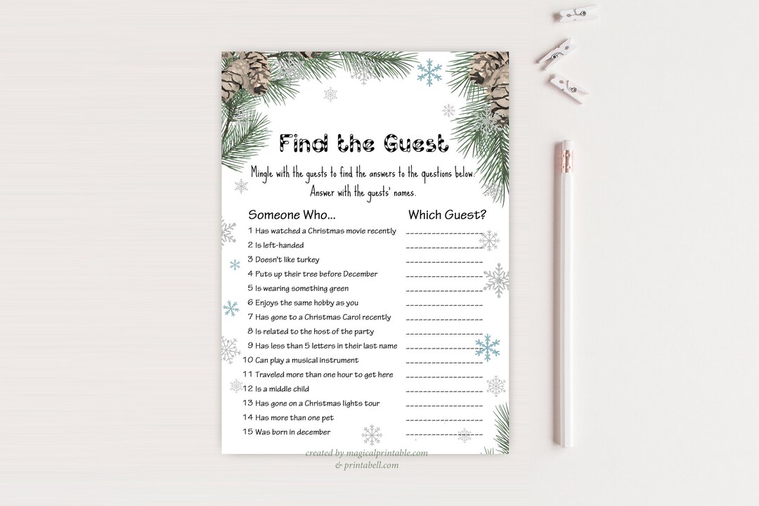 Xmas Find the Guest, Christmas Ice Breaker Game, Christmas Find the ...