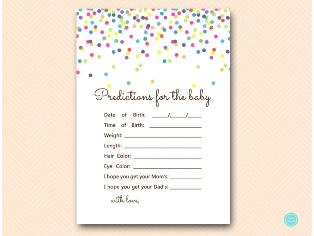 Predictions for Baby, Baby Predictions, Gender Prediction Card, Baby ...