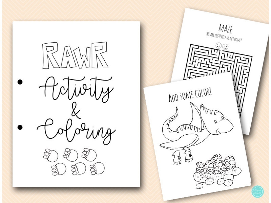 Dinosaur Coloring and Activities Book Pages, Instant Download File ...