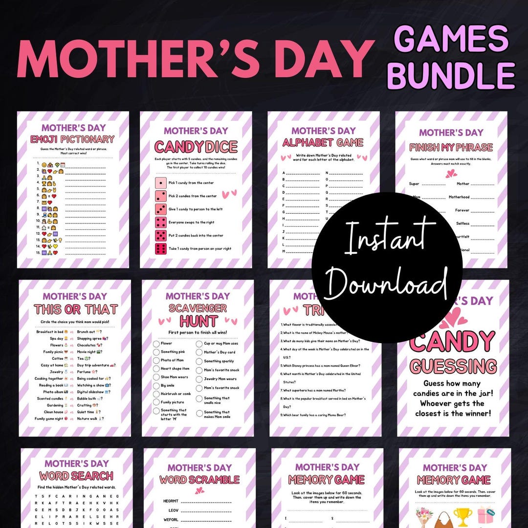 Mother's Day Games Bundle Printable, Mother's Day Activities, Mother's ...