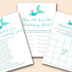 Mermaid Birthday Party Games, Who Knows the Birthday Girl Best, How Old ...