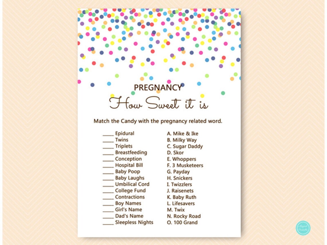 Sprinkle Baby Shower Games, How Sweet It Is, Baby Shower Candy Game ...