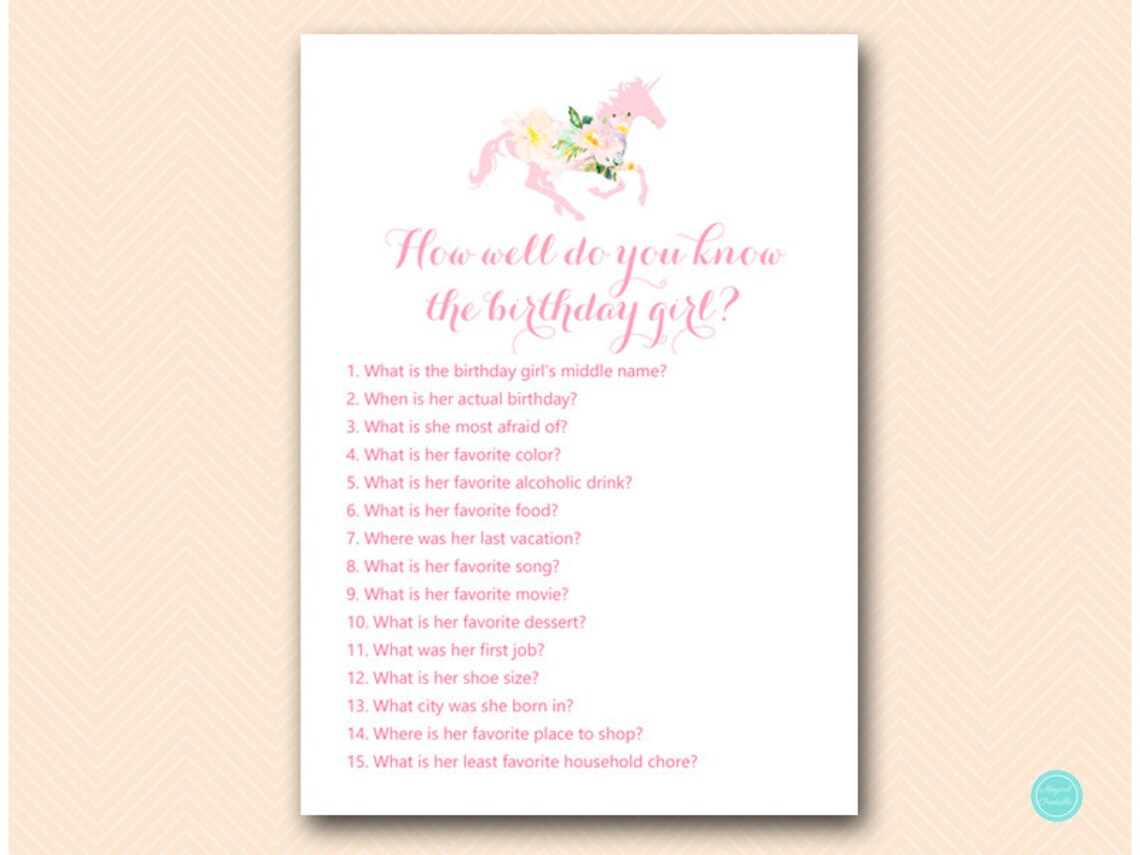 Unicorn Carousel Birthday Games Who Knows the Birthday Girl - Etsy