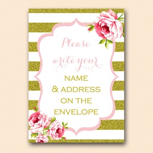 Please Write Your Name and Address on the Envelope Signage, Pink and ...