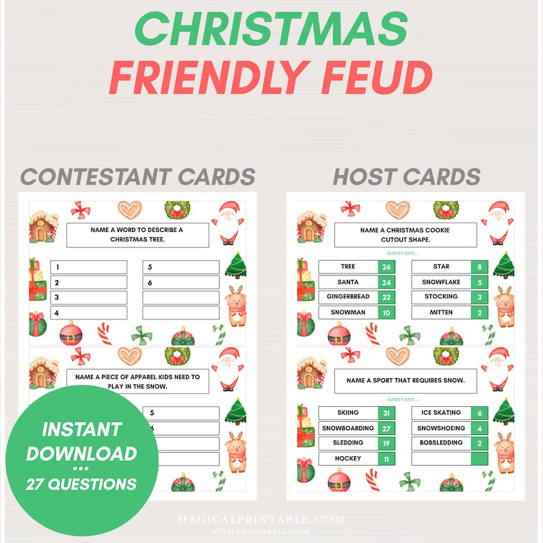 Christmas Friendly Feud Game Printable Christmas Game - Etsy