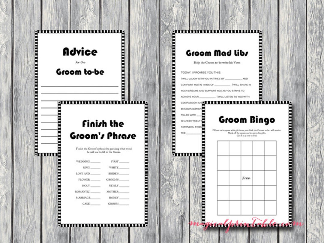 Black and White, Modern Groom Shower Game, Groom Roast, Man Shower Game ...