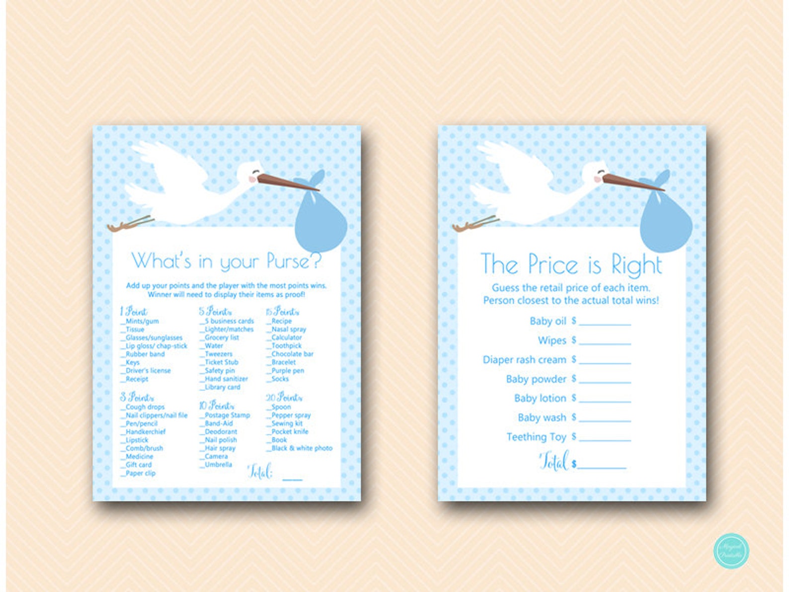 Blue Stork Baby Shower Game Pack, Stork Baby Shower Game Printables ...