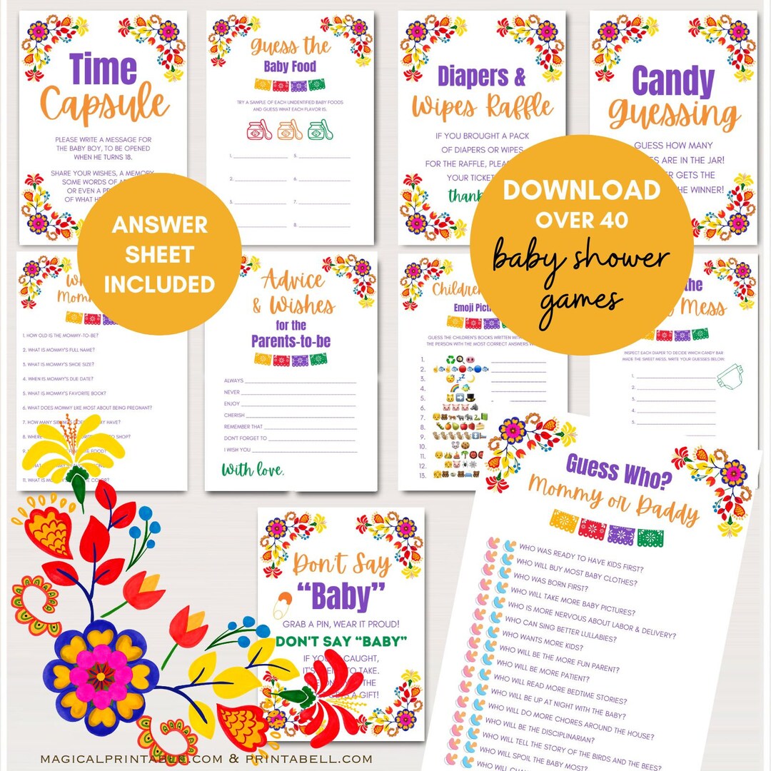 Fiesta Baby Shower Games Bundle, Cinco De Mayo Baby Shower, Fiesta ...