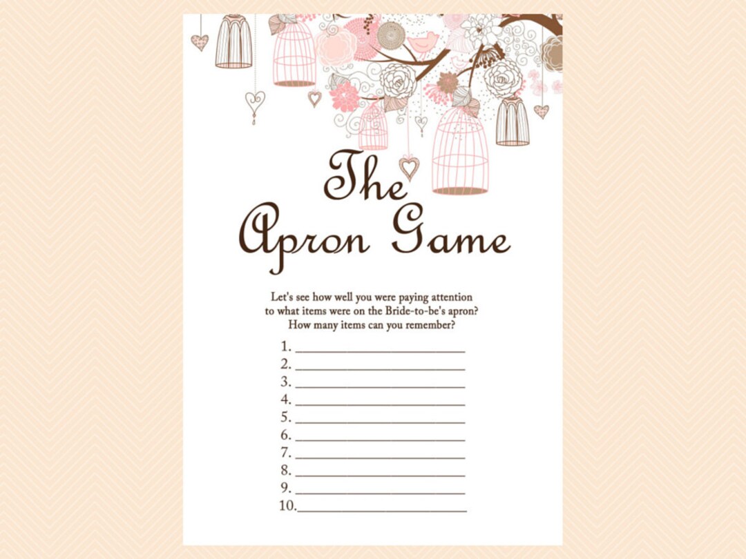 The Apron Game Apron Bridal Shower Game Memory Game Bridal Shower