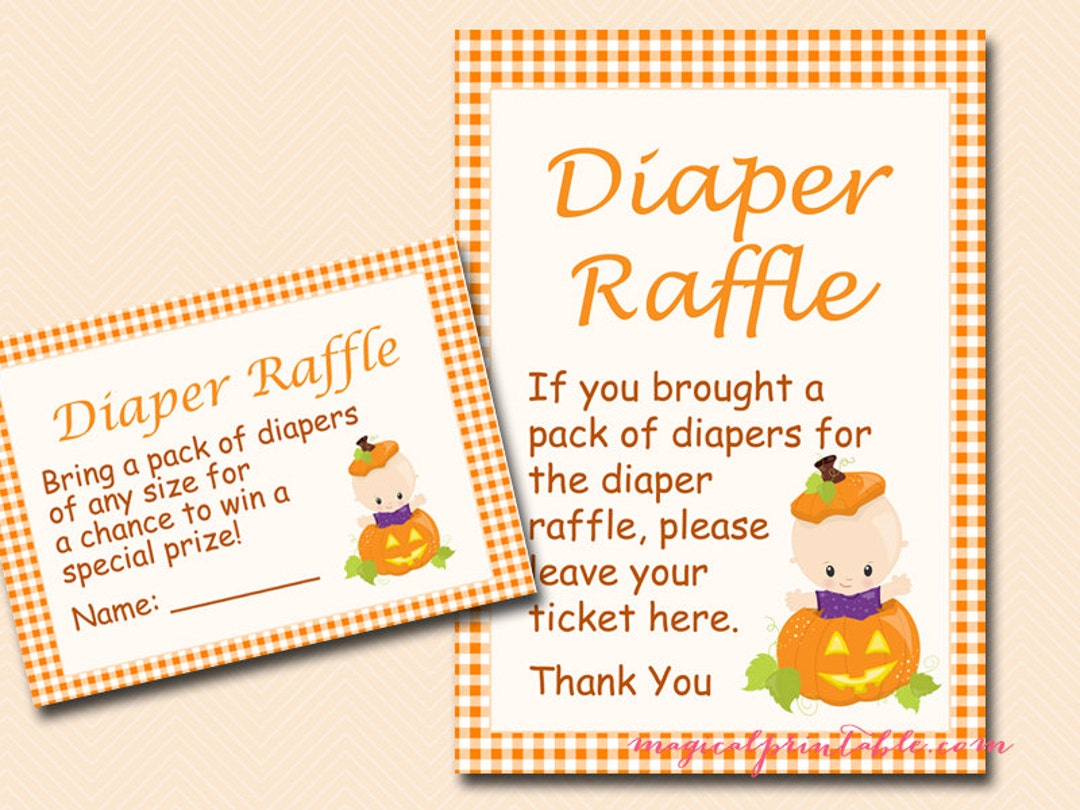 Diaper Raffle Sign and Cards, Diaper Raffle Tickets, Little Pumpkin ...