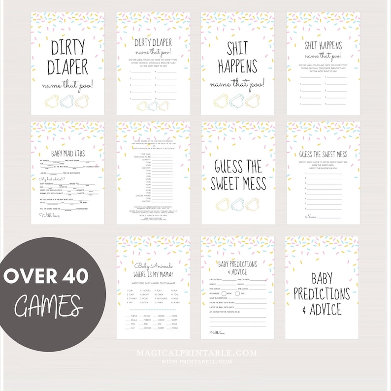 Over 40 Sprinkle Baby Shower Games Bundle, Baby Sprinkle Games ...