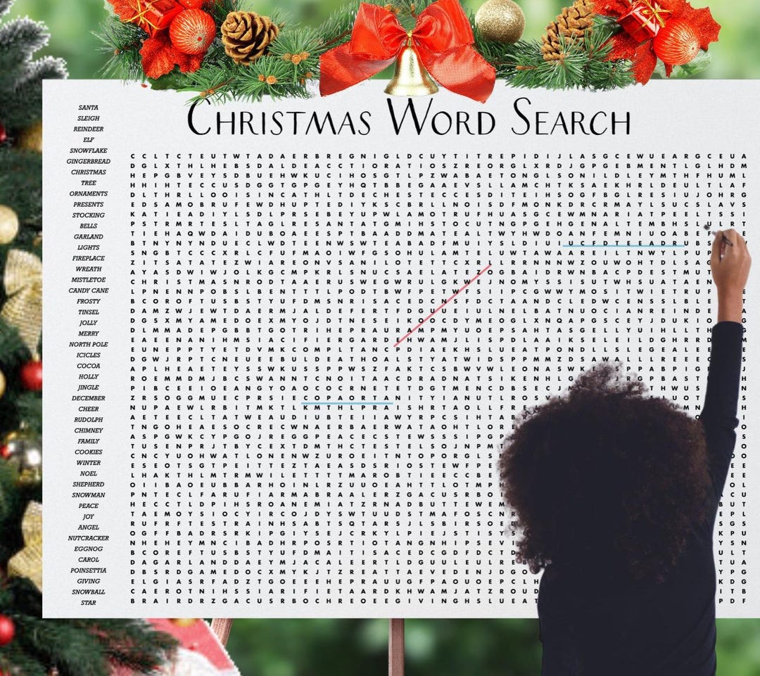 Giant Christmas Word Search, Christmas Game, Printable Xmas Word Search ...