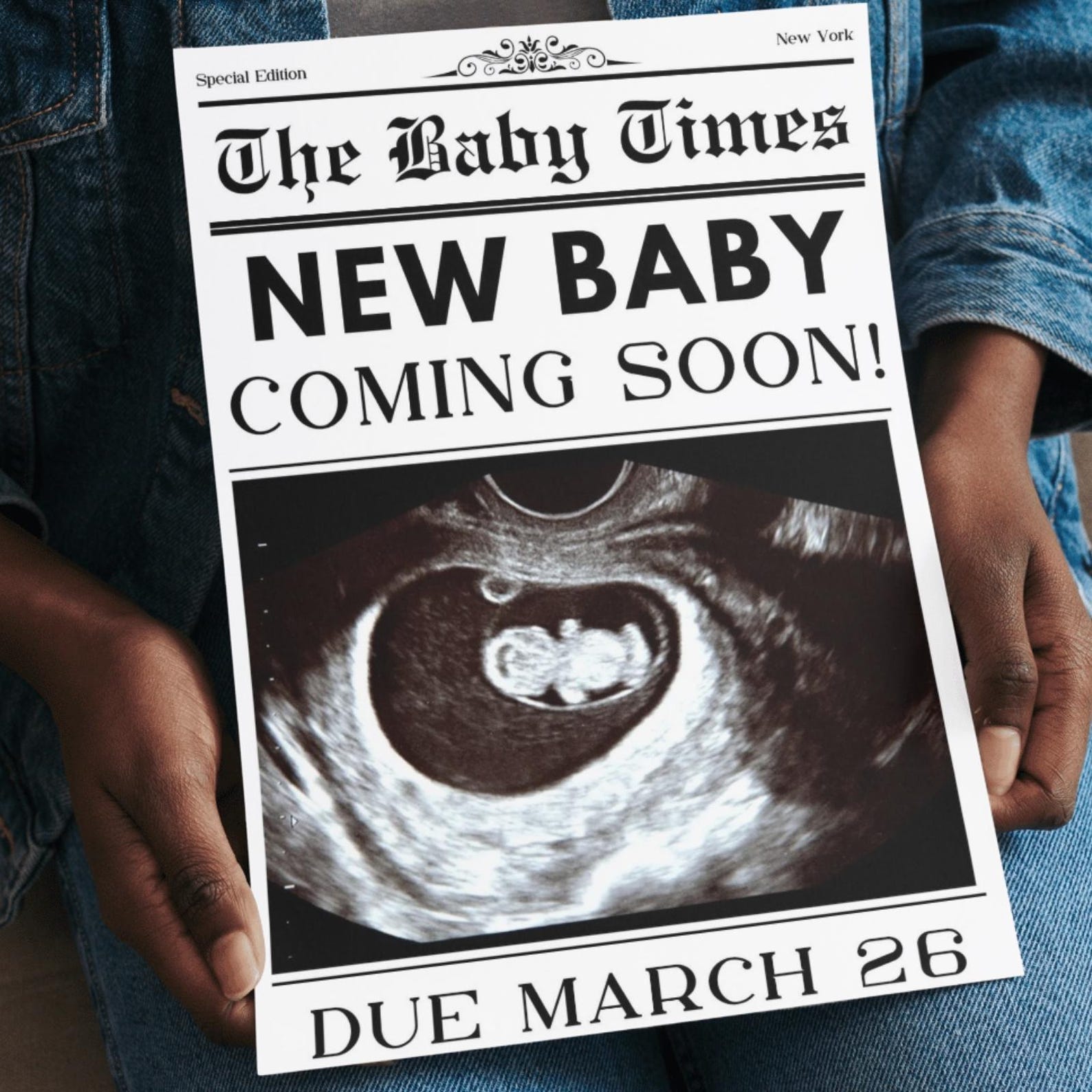 Editable Newspaper New Baby Pregnancy Announcement, Newspaper Baby ...