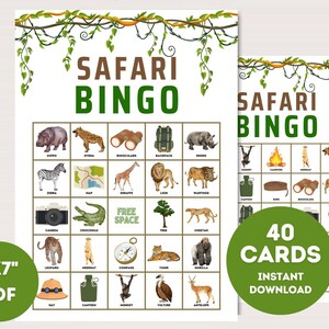 Safari Bingo Cards, Printable Safari Bingo, Download Safari Bingo ...