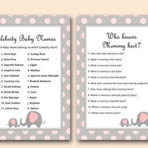 Elephant Baby Shower Games Package, Celebrity Baby Names, Baby ...