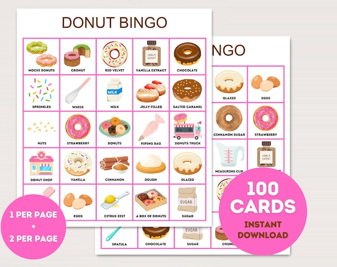 Donut Bingo donut Party Games. Printable PDF. Instant Download. - Etsy ...