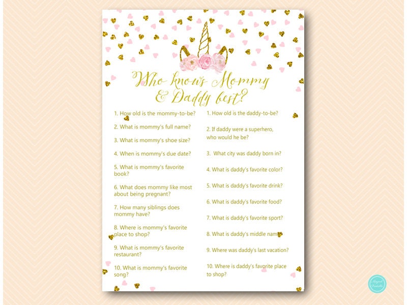 Unicorn Baby Shower Games Package Unicorn Themed Baby Shower - Etsy