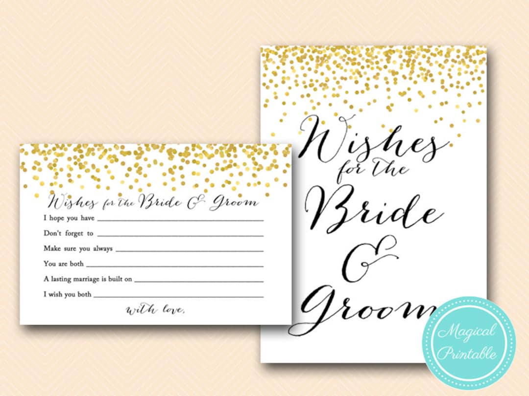 Wishes for the Bride and Groom Card, Sign, Wishes Cards, Advice for ...