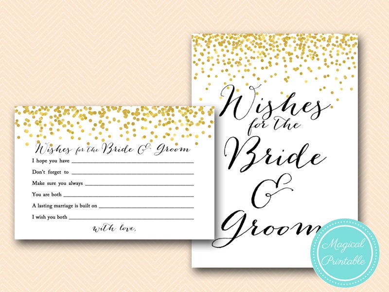 Wishes for the Bride and Groom Card, Sign, Wishes Cards, Advice for ...