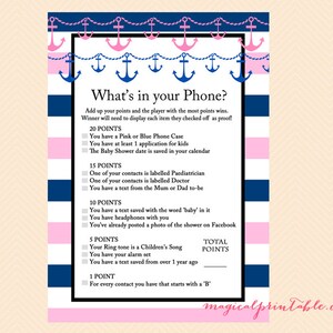 Pink and Navy Stripes, Girl Nautical, Pink, Nautical Baby Shower Games ...