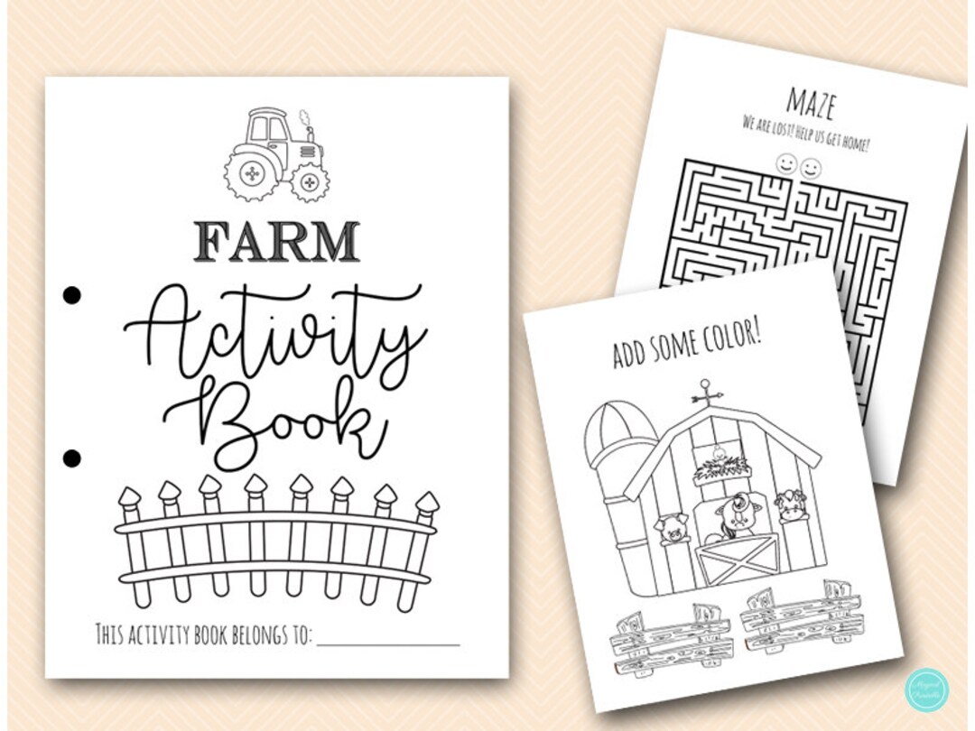 Farm Coloring and Activities Book Pages, Instant Download File, Kids ...