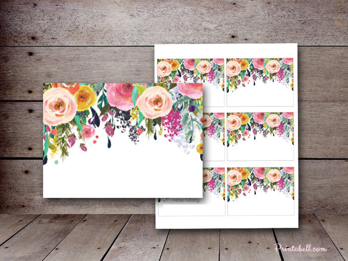 Printable Labels Cards Floral Bridal Shower Labels Flower - Etsy