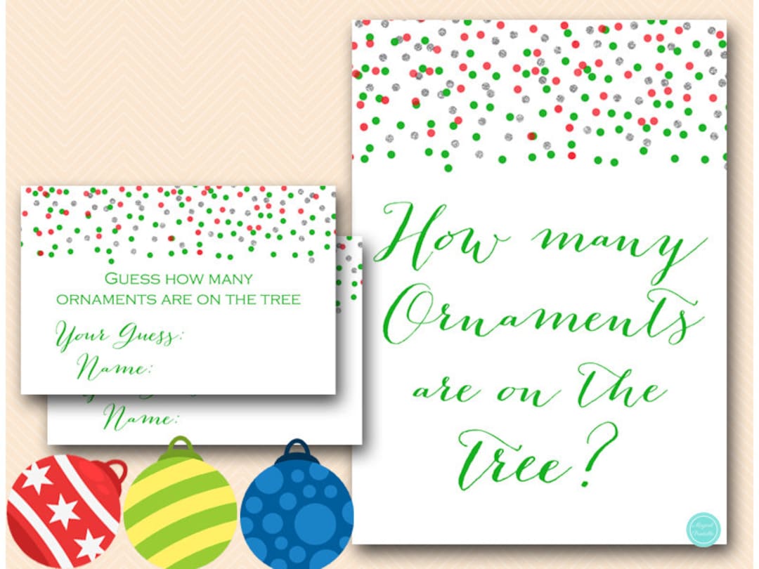 Christmas Party Game, Guess How Many Ornament Are on the Tree Game ...