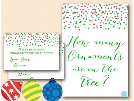 Christmas Party Game, Guess how many Ornament are on the tree Game ...