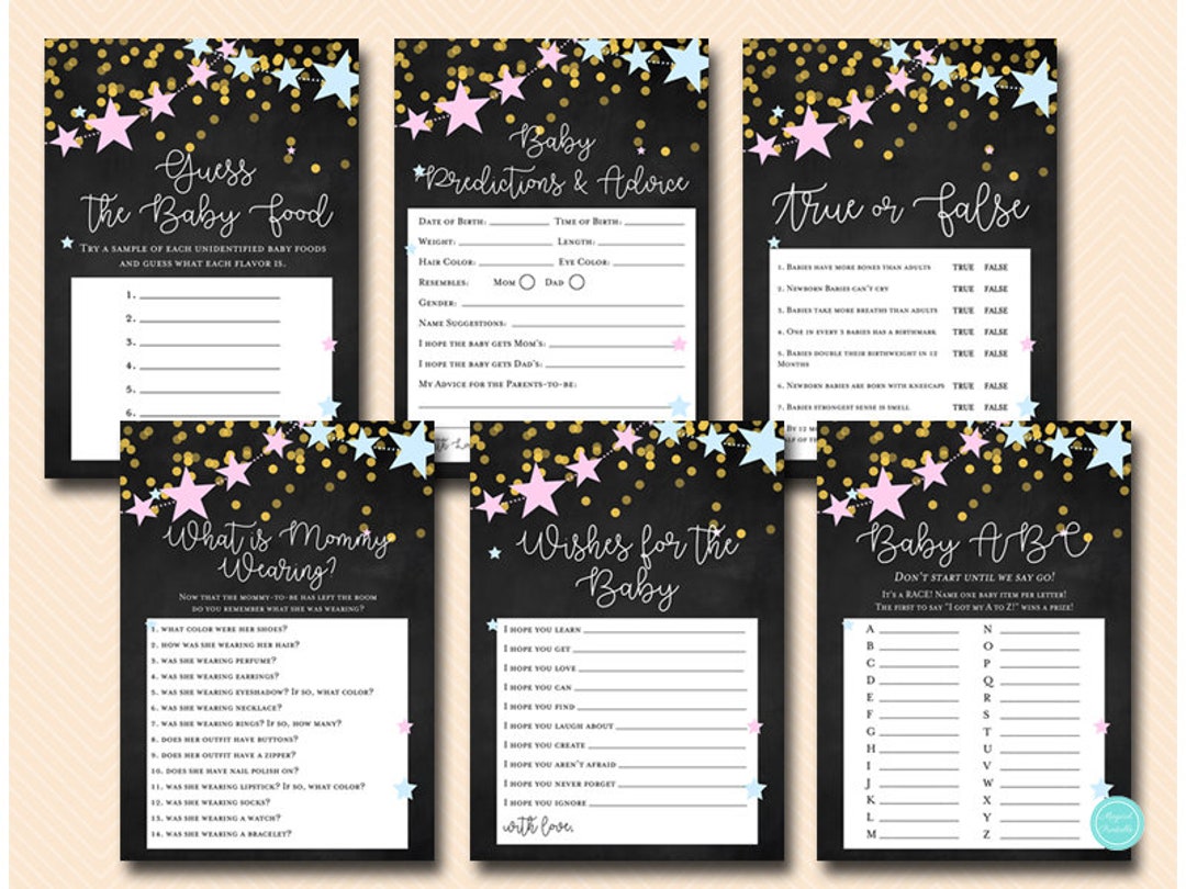 Twinkle Twinkle Gender Reveal Game Pack, How I Wonder What You Are, Boy ...