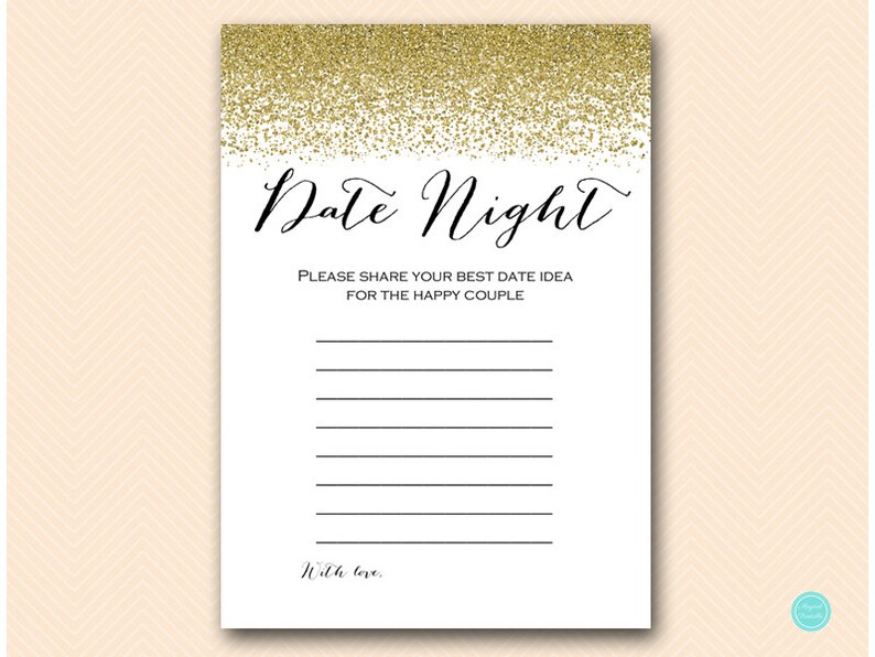 Gold Glitter Date Night Cards, Date Night Ideas, Date Night Bridal ...