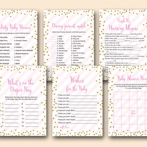 Pink and Gold Baby Shower Game Printable, Princess Baby Shower Game ...