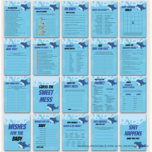 Shark Baby Shower Games Bundle, Shark Themed Baby Shower, Shark Baby ...