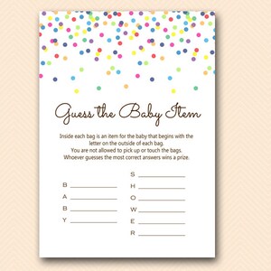 Guess the Baby Item Game, Whats in the Bag, Baby Scrabble Game ...