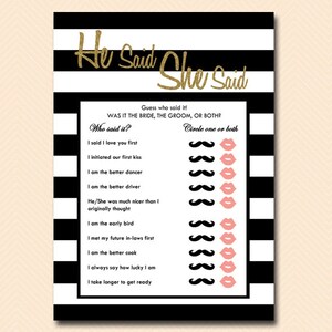 He Said She Said Game, He Said She Said Printable, Gold Glitter ...