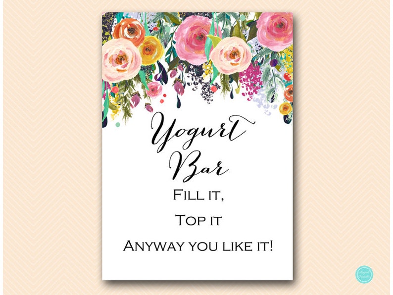 Yogurt Bar Sign, Printable Dessert Sign, Yogurt Bar Printable ...