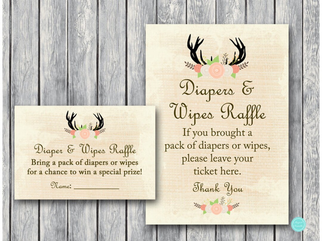 Diaper Raffle and Wipes Ticket, Diaper Raffle Insert for Baby Shower ...