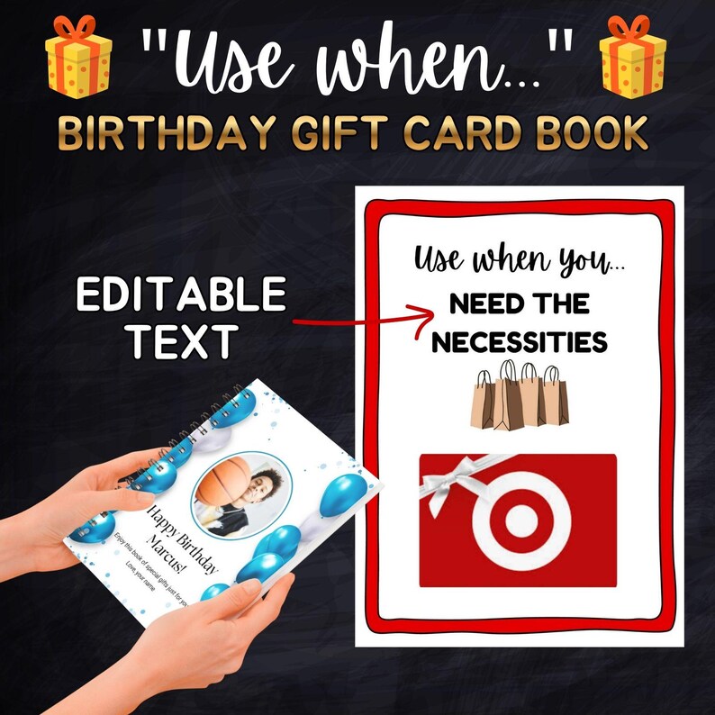 Editable Birthday Gift Card Pages, PDF, Unique Birthday Gift Cards ...