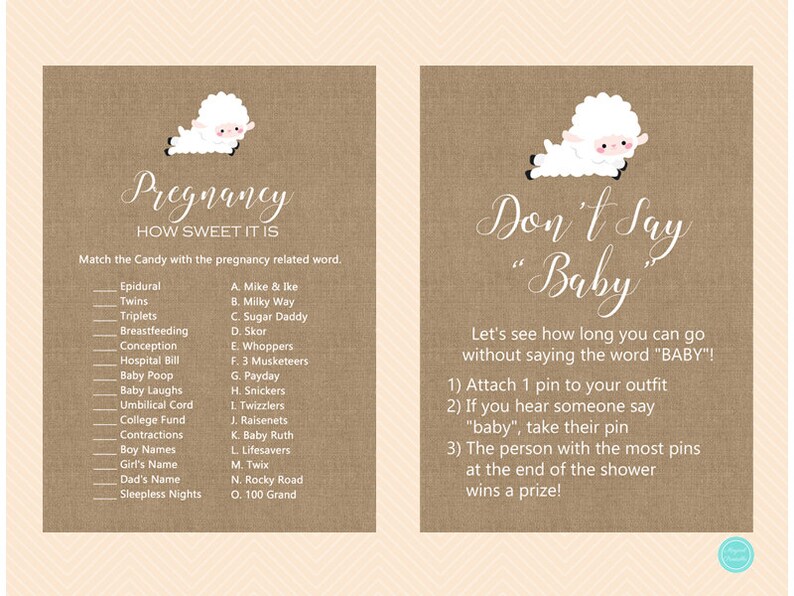 Lamb Baby Shower Games Package Instant Download Dont Say - Etsy