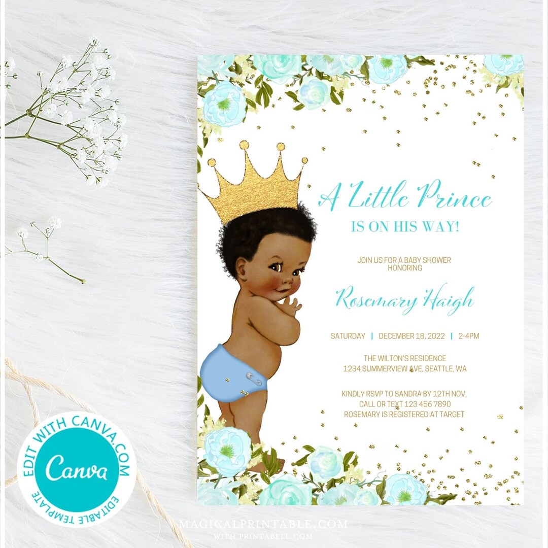 Editable Prince Baby Shower Invitations, Little Prince, Editable Royal ...